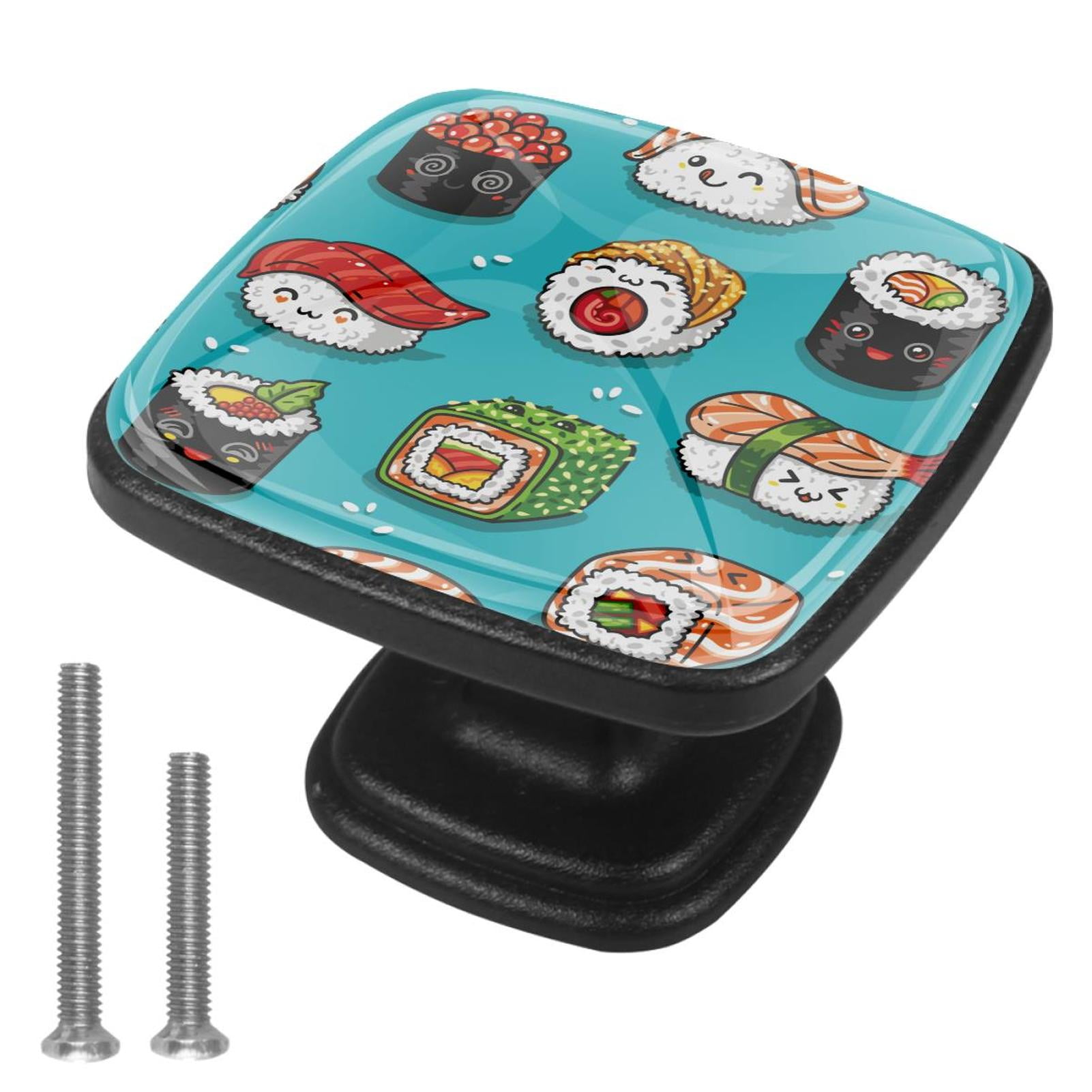 4 Pcs Cabinet Handle Drawer Pulls Blue Sushi Japan Knobs with Screws ...