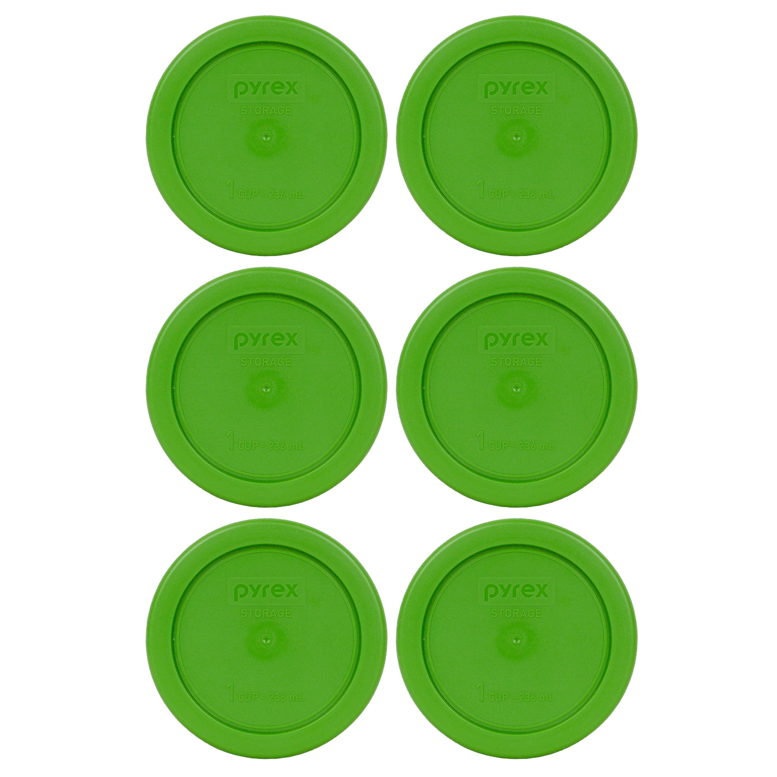Pyrex 7202-PC Lawn Green Round Plastic Food Storage Replacement Lid (6 ...