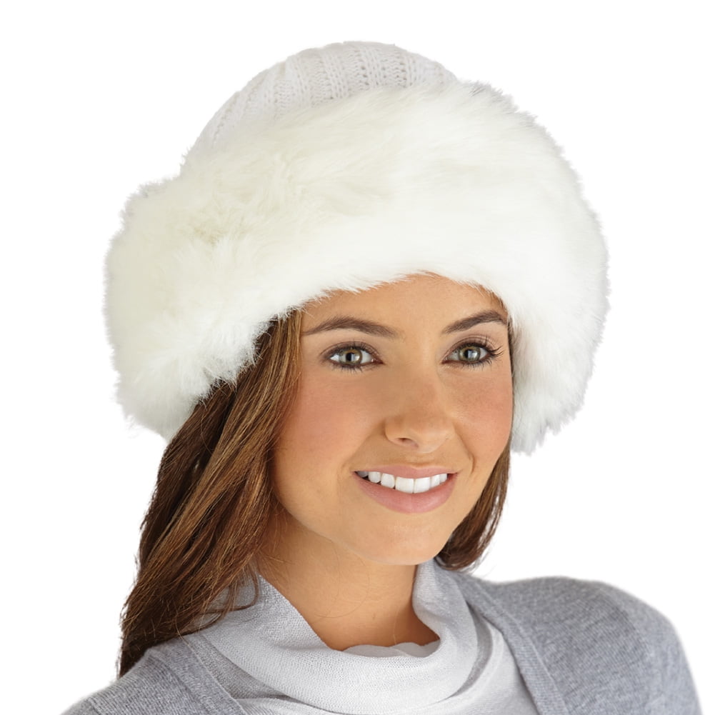 Collections Etc Faux Fur Trimmed Winter Fashion Hat White - Walmart.com ... Collections Etc Faux Fur Trimmed Winter Fashion Hat White - Walmart.com ...