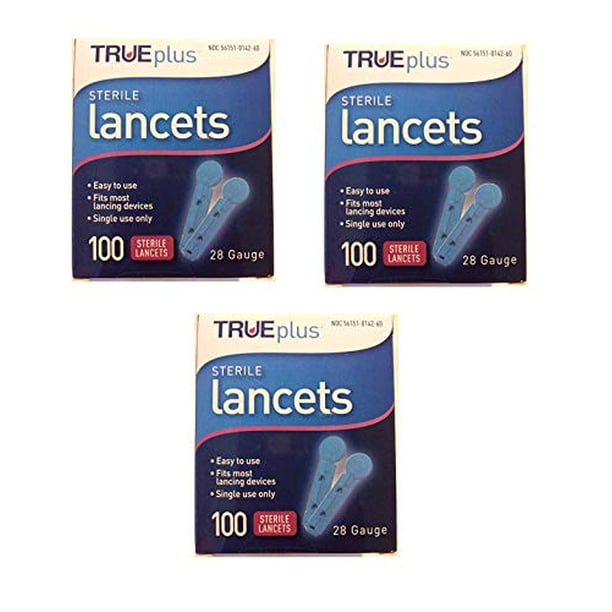 TruePlus Sterile Lancets, 28 Guage, 3 Boxes of 100 (300 Total ...