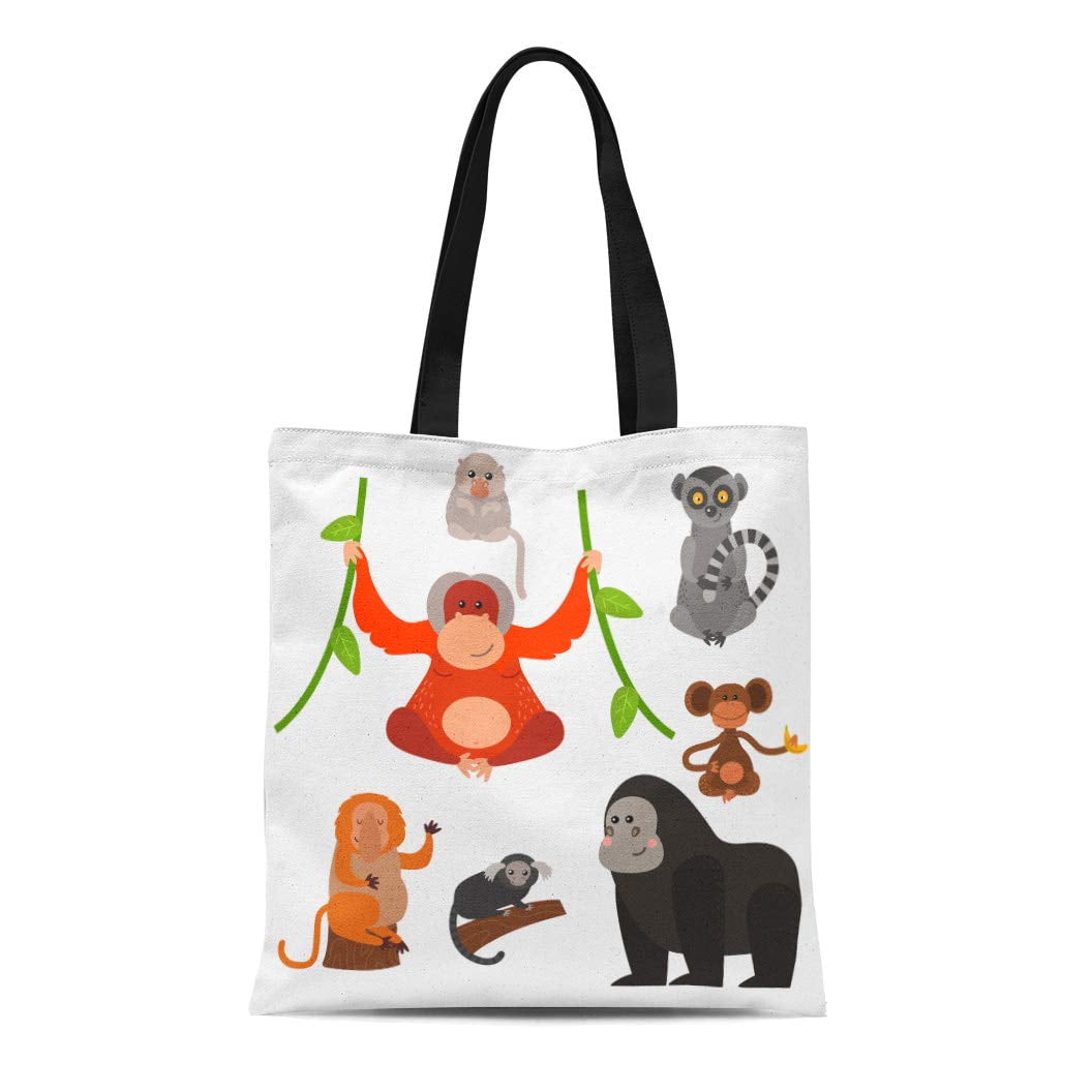 ASHLEIGH Canvas Tote Bag Brown Jungle Different Types of Monkeys Rare ...