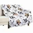 Cute French Bulldog Flannel Blanket, Cartoon Dog Print All-Season Cozy ...