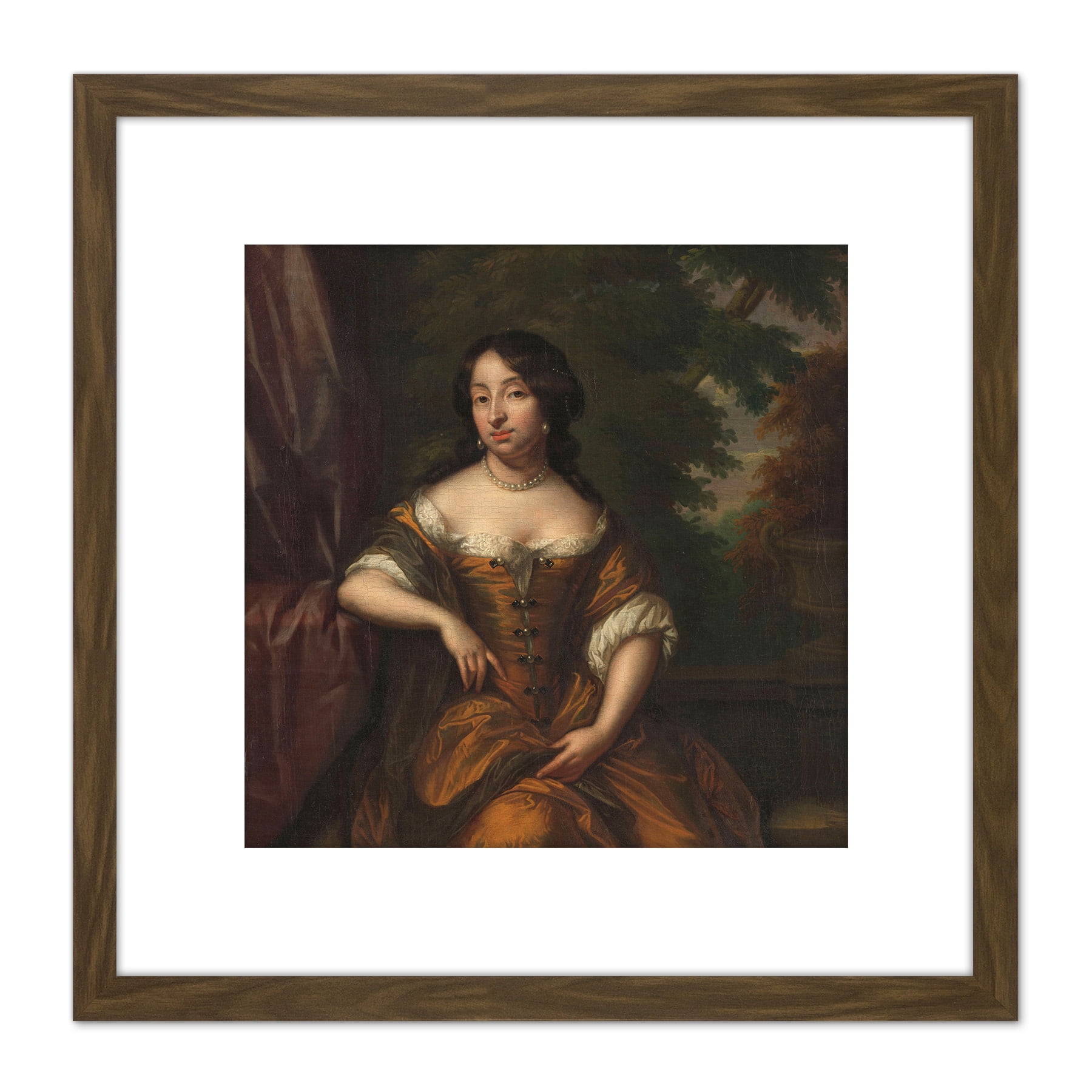Netscher Portrait Anna Maria Hoeufft 8X8 Inch Square Wooden Framed Wall ...