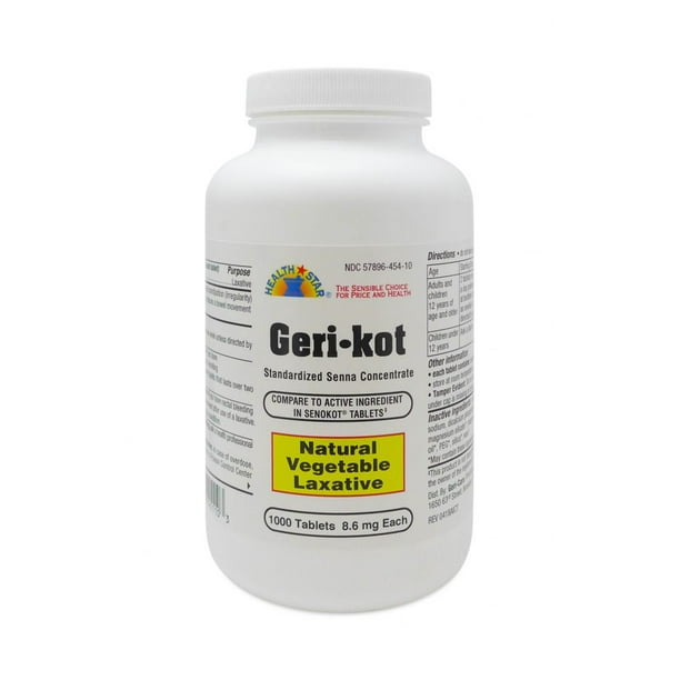Geri-Kot Senna 8.6mg 1000 count NATURAL VEGETABLE LAXATIVE - Walmart.com