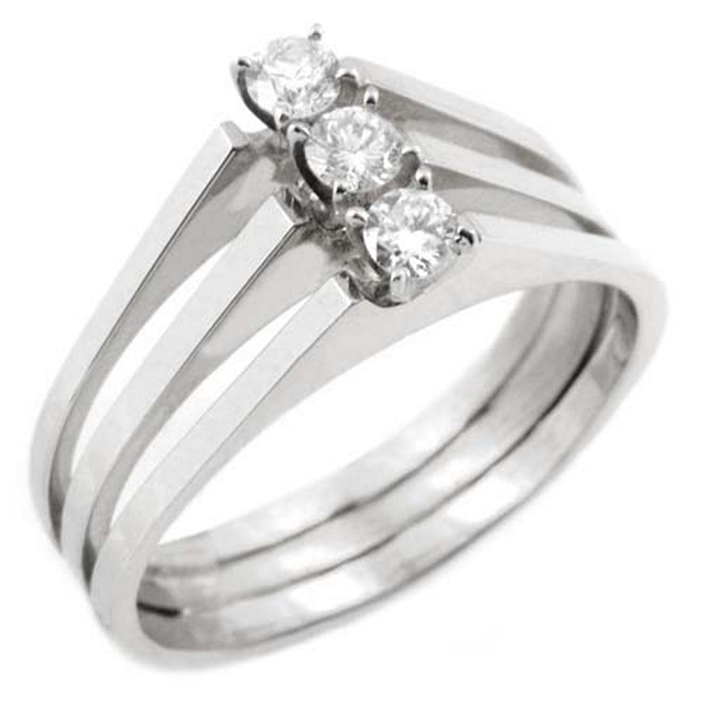 Thejewelrymaster 14k White Gold Brilliant Round 3 Stone Diamond