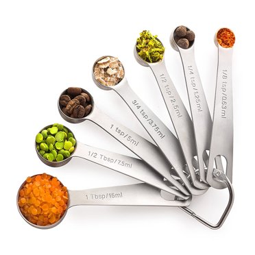 Stainless Steel Measuring Spoons set of 6 for Measuring Liquid and Dry ...