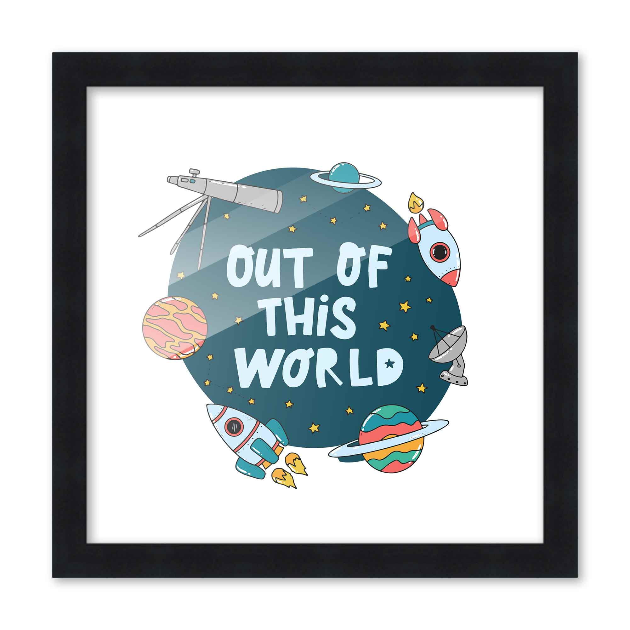 10x10 Framed Nursery Wall Art Out of This World Space Poster In Black ...