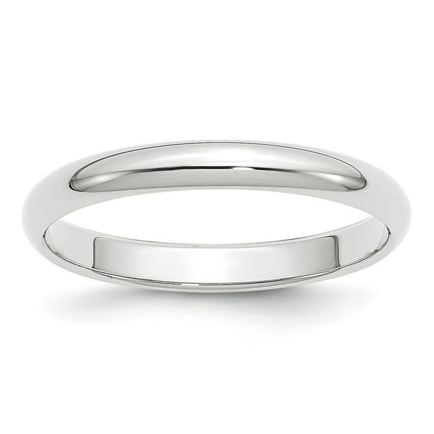 AA Jewels - Solid 14k White Gold 3mm Plain Classic Dome Wedding Band ...
