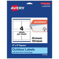 Avery Waterproof Square Labels, 4" x 4", 100 Total - Walmart.com