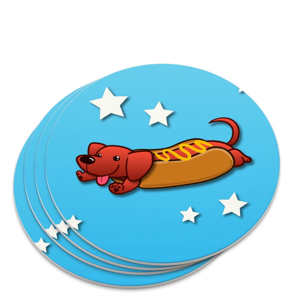 Wiener Hot Dog Dachshund Cartoon Novelty Coaster Set - Walmart.com