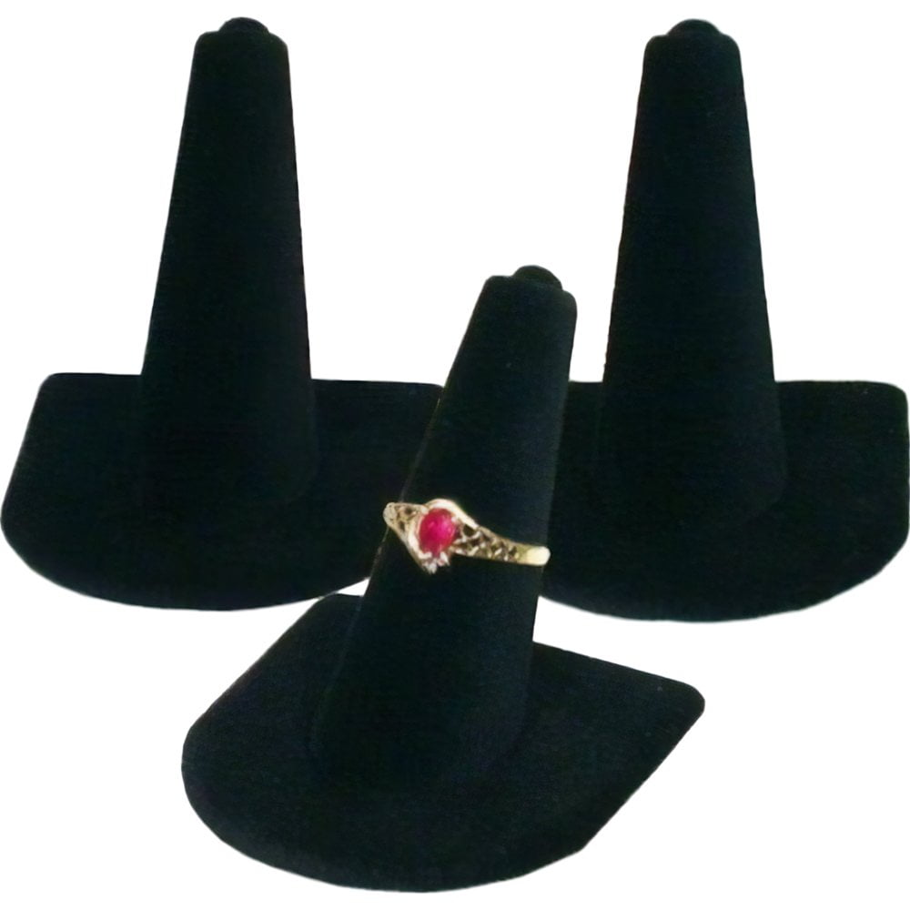 3 Black Velvet Ring Finger Jewelry Holder Showcase Display Stands ...