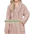 PAVILIA Women Plush Fleece Robe, Taupe Tan Soft Textured Bathrobe, Lady ...