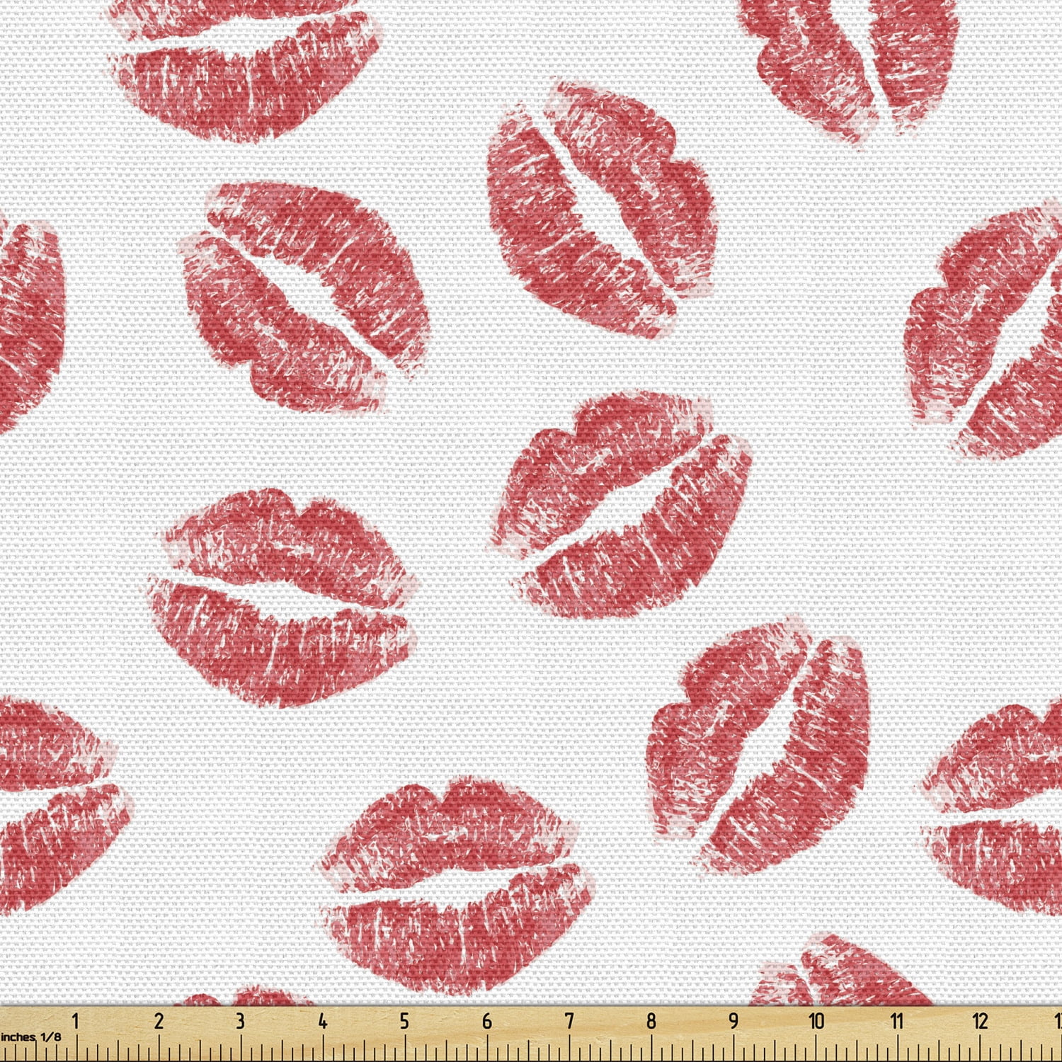 Feminine Fabric by the Yard, Pattern of Lipstick Kiss Marks Woman ...