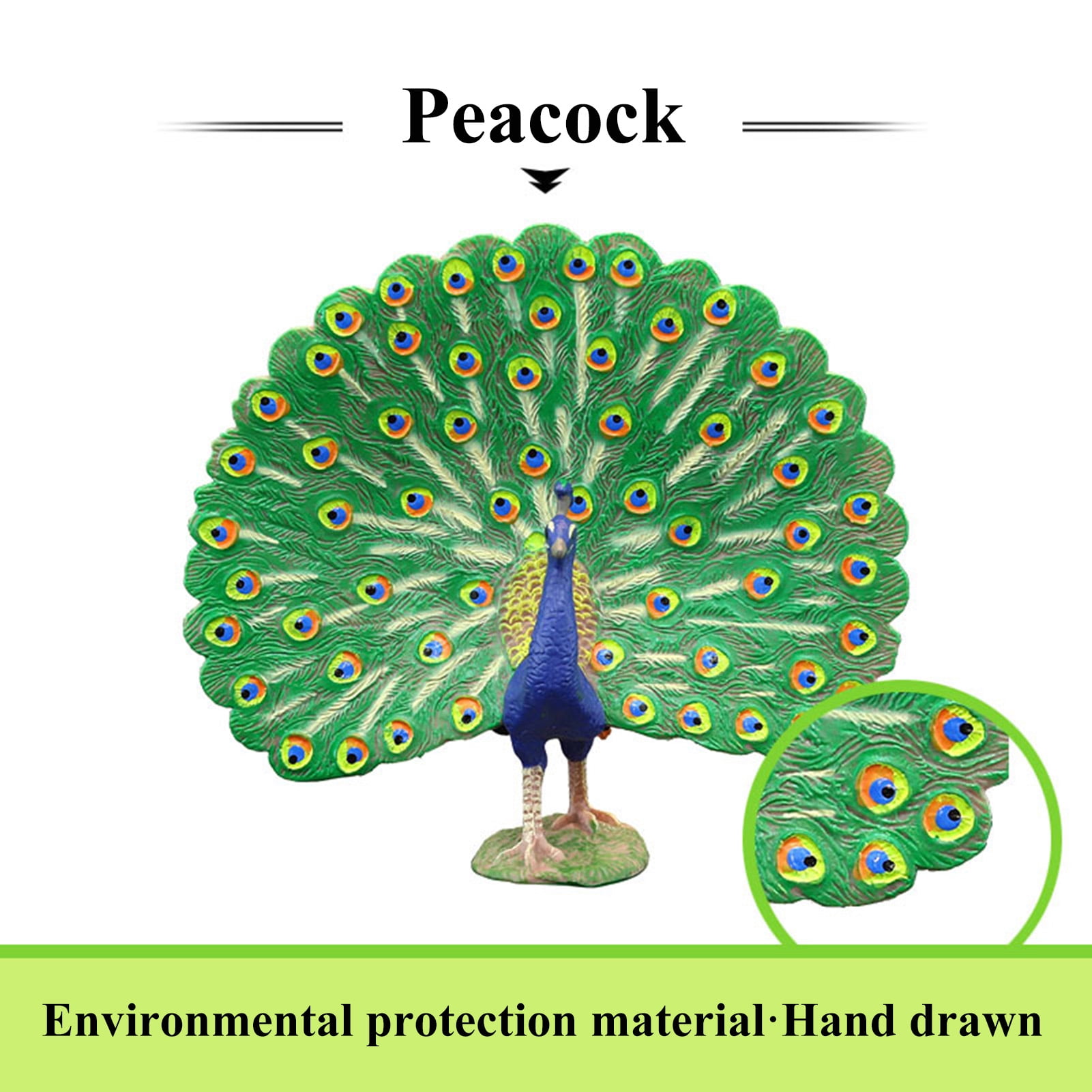 Cheers.US Lovely Peacock Figurine Life Peacock Toy Figure – Painted ...