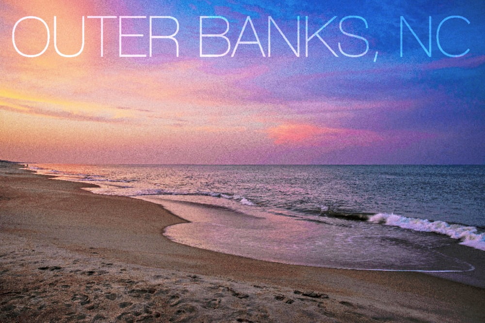 Outer Banks, North Carolina, Sunset on the Beach, Photography (16x24 ...