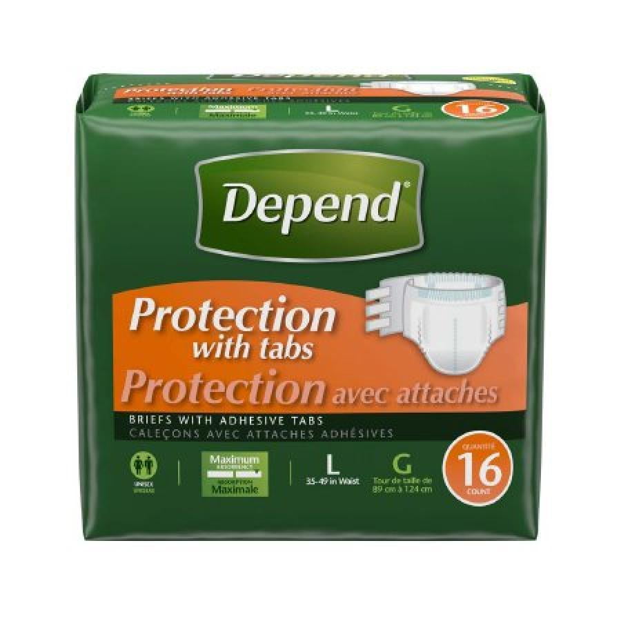 Depend Protection with Tabs Briefs, Heavy Absorbency, Large/X-Large, 16 ...