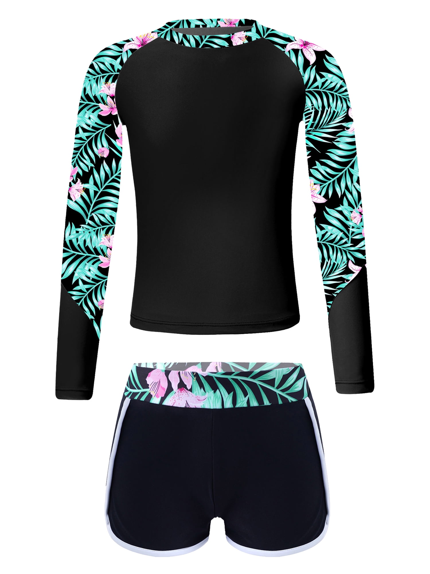 TiaoBug Kids Girls Rash Guard 2pcs Swimwear Long Sleeve Zipper Swim ...