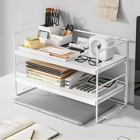 Wooden Desktop Bookshelf,Adjustable Computer Desktop Organizer Display ...