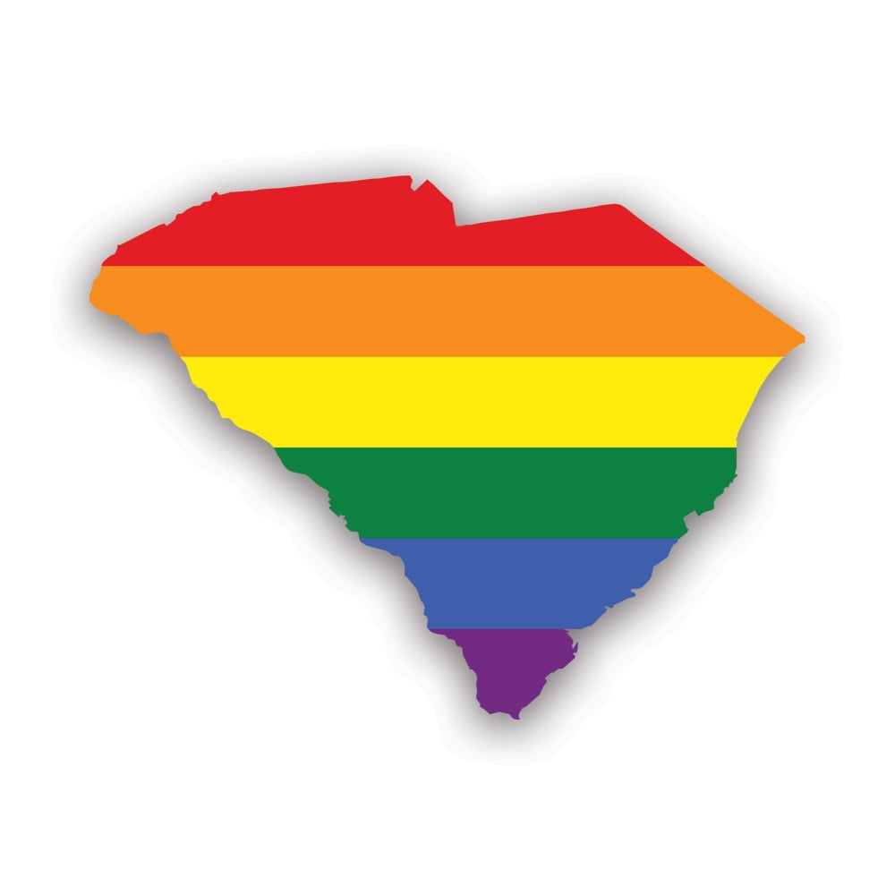 South Carolina State Shaped Gay Pride Rainbow Flag Sticker Decal Self