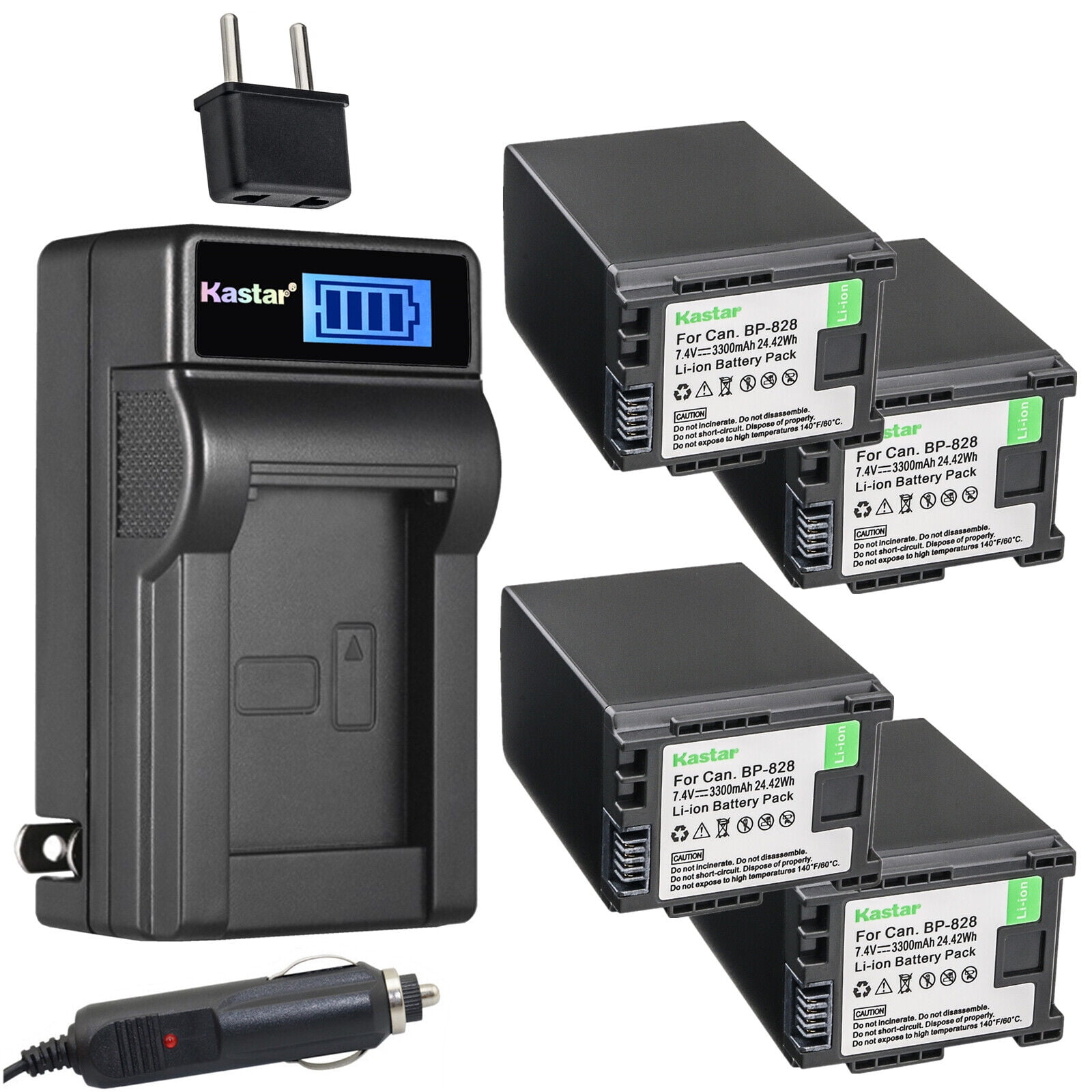 Kastar 4-Pack BP-828 Battery and LCD AC Charger Compatible with Canon ...