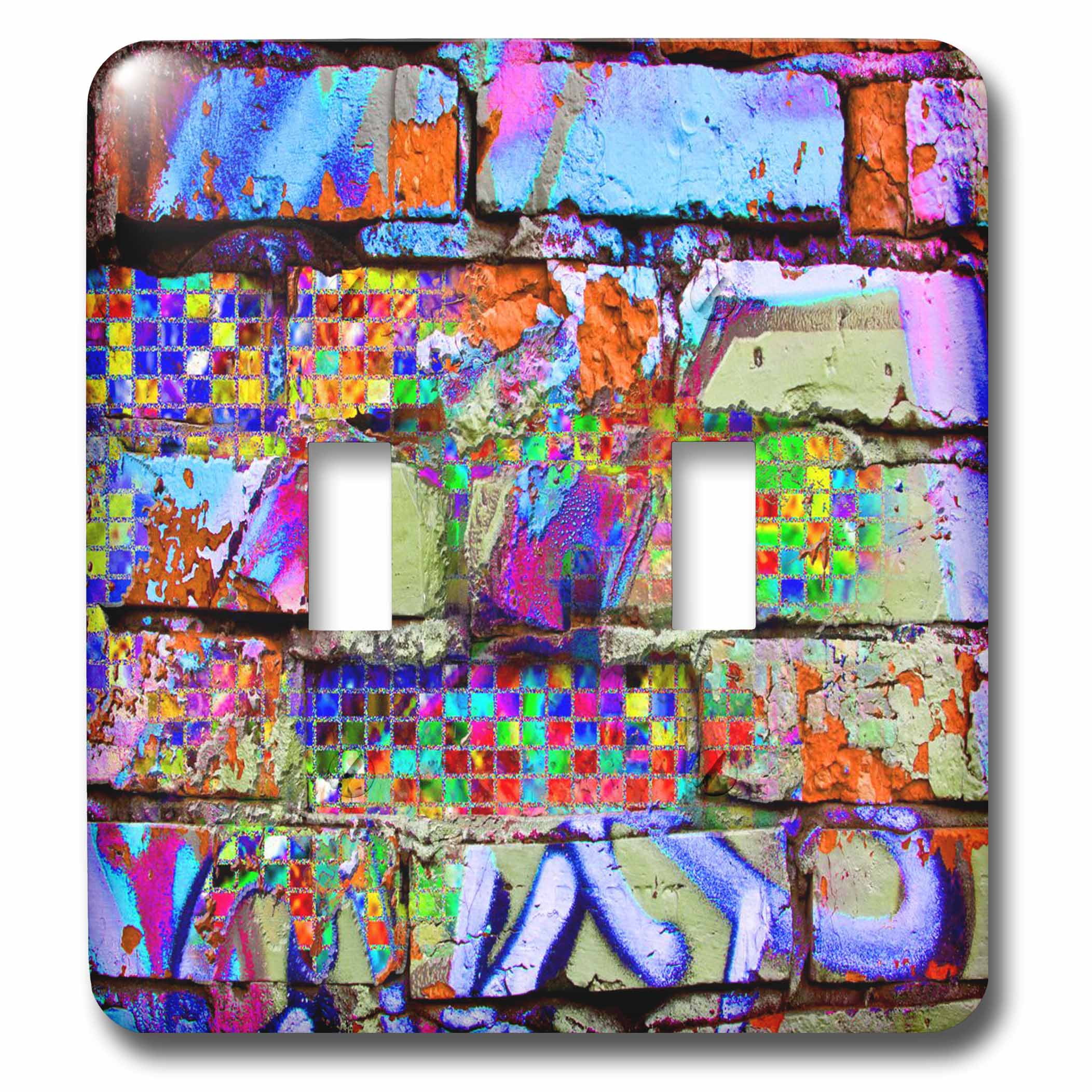 Abstract graffiti art in rainbows of colors and different shapes double ...