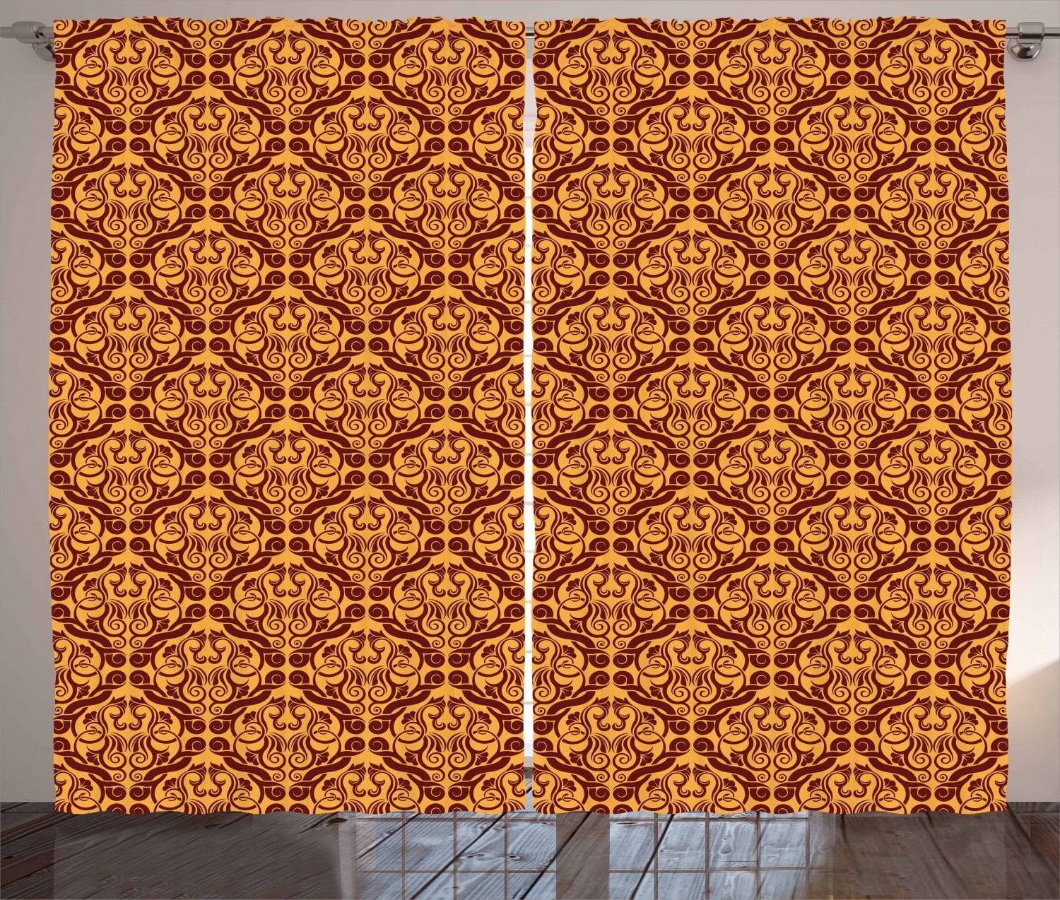 Antique Curtains 2 Panels Set, Victorian Vintage Revival Pattern with ...