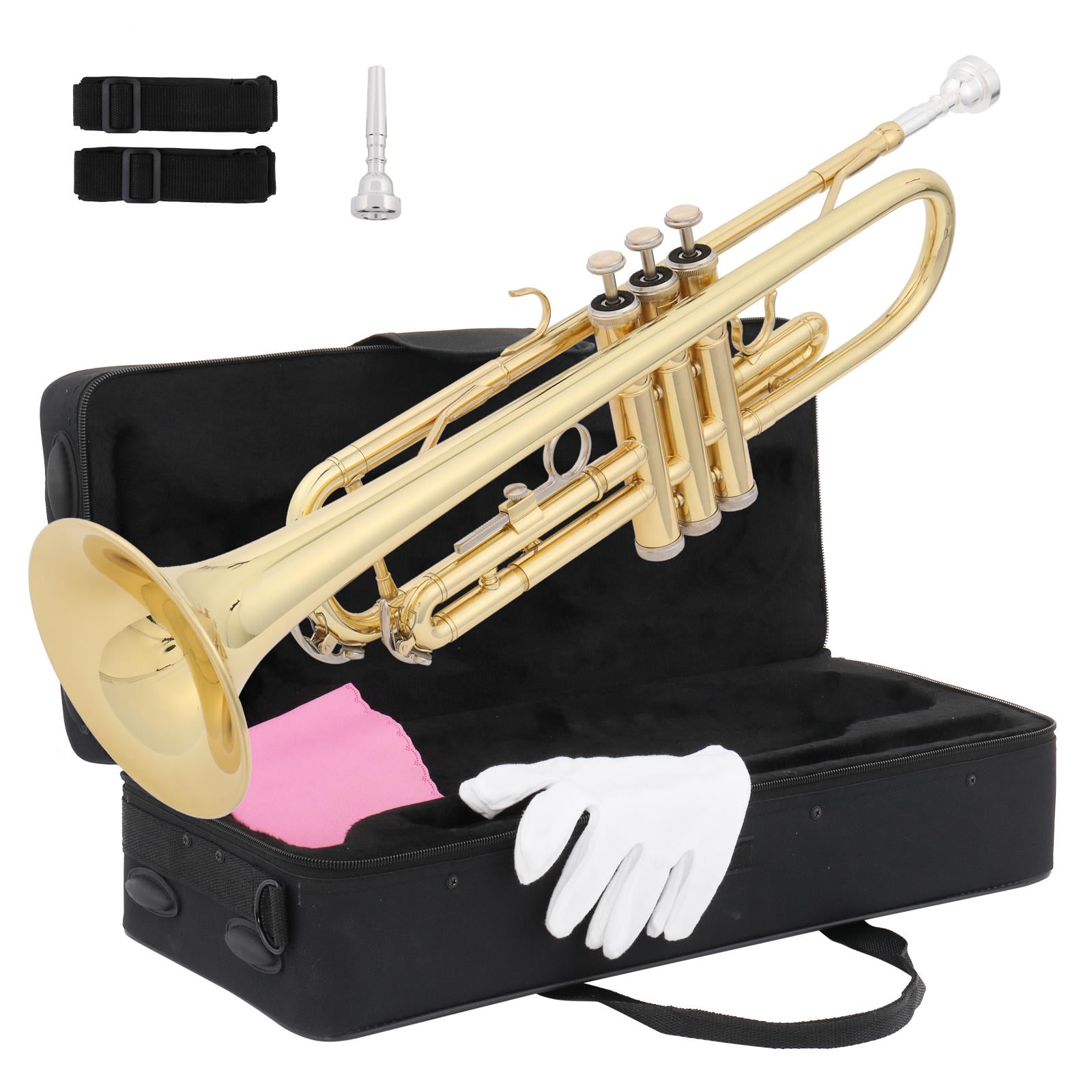 SamyoHome Beginner Brass Bb Trumpet with Case for Students School Band ...