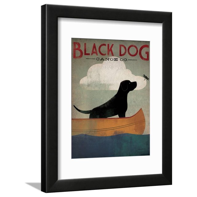 Black Dog Canoe Framed Print Wall Art by Ryan Fowler Sold by Art.Com ...