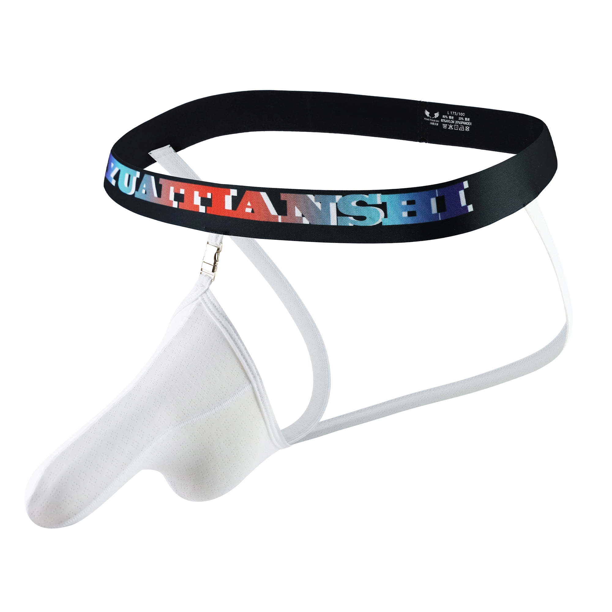 Mizok Mens Jockstraps Breathable Sexy Underwear White M