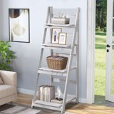 Fionafurn Sturdy Folding Wood 4-Tier Ladder Shelf, Living Room Decor ...