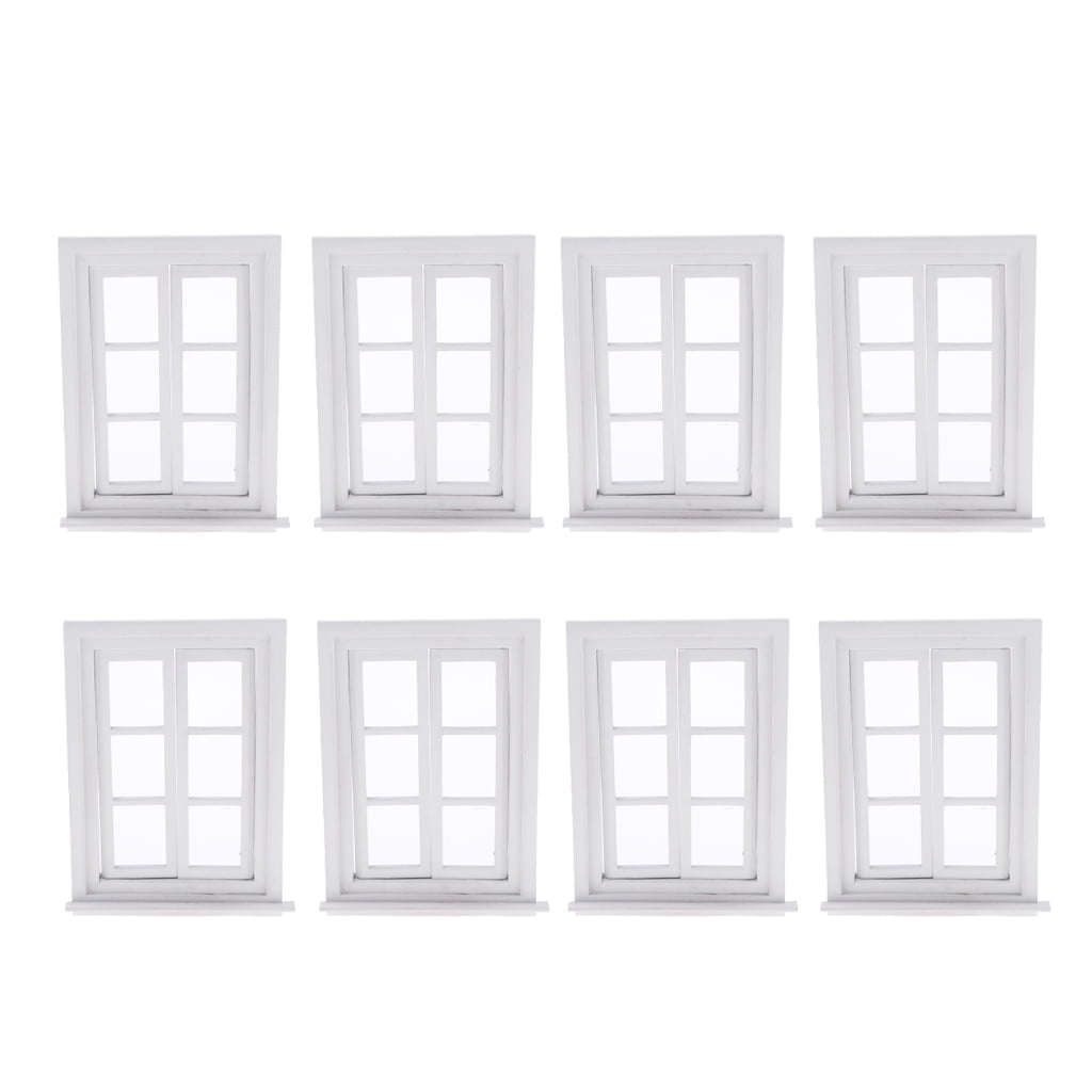 8 Pack Miniature Window Frame Dollhouse DIY Ornaments Kids Toddlers ...