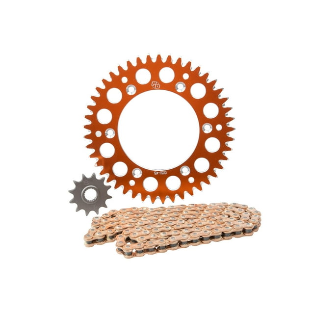 Primary Drive Alloy Kit & Gold Plated MX Race Chain Orange Rear ...