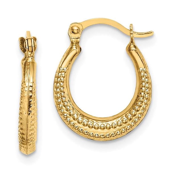 Finest Gold 14K Yellow Gold Madi K Textured Hoop Earrings - Walmart.com
