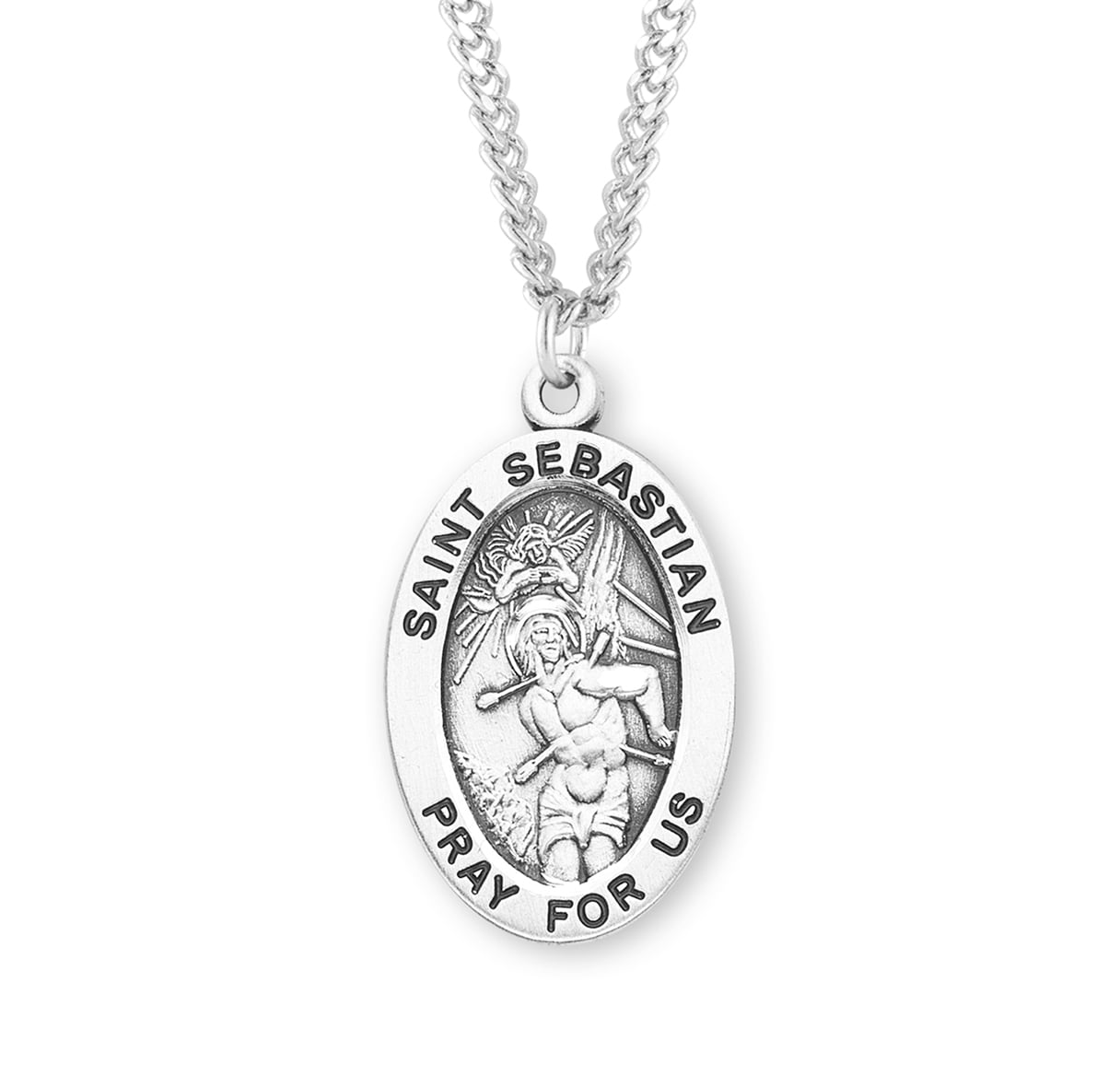 St. Sebastian Sterling Silver Medal Necklace - Walmart.com