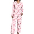 Aellinatey Women's Valentine's Day Pajama Set: Satin Heart Print Button ...