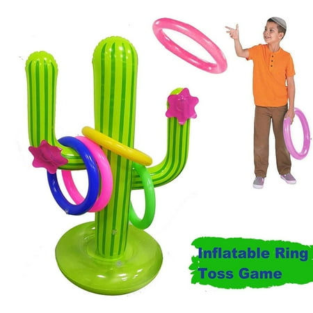 Houkiper PVC Inflatable Cactus Ring Toss Game Set Floating Pool Toys ...