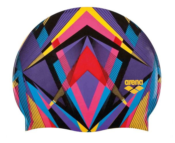 Arena Print 2 Silicone Swim Cap in Engineered Red-Black, One Size Fits ...