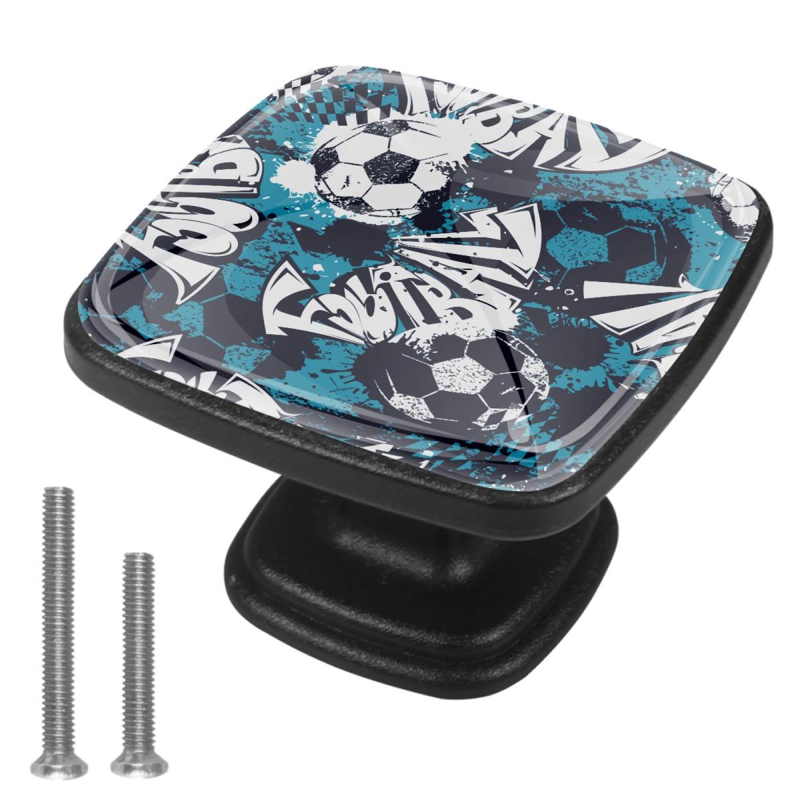 4 Pcs Cabinet Handle Drawer Pulls Football Knobs with Screws Square ...