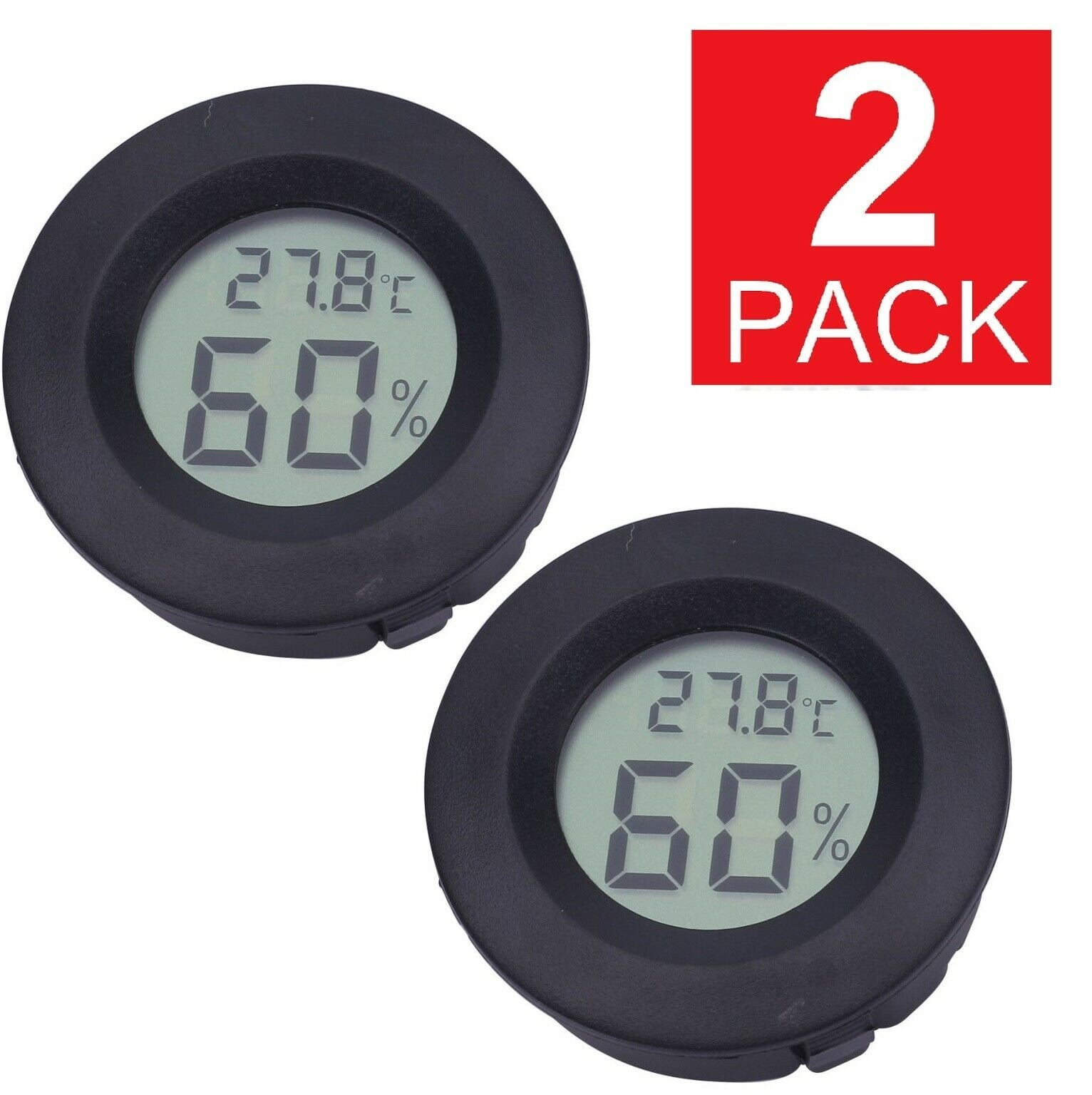 2 Pack Digital Cigar Humidor Hygrometer Thermometer Temperature Round ...