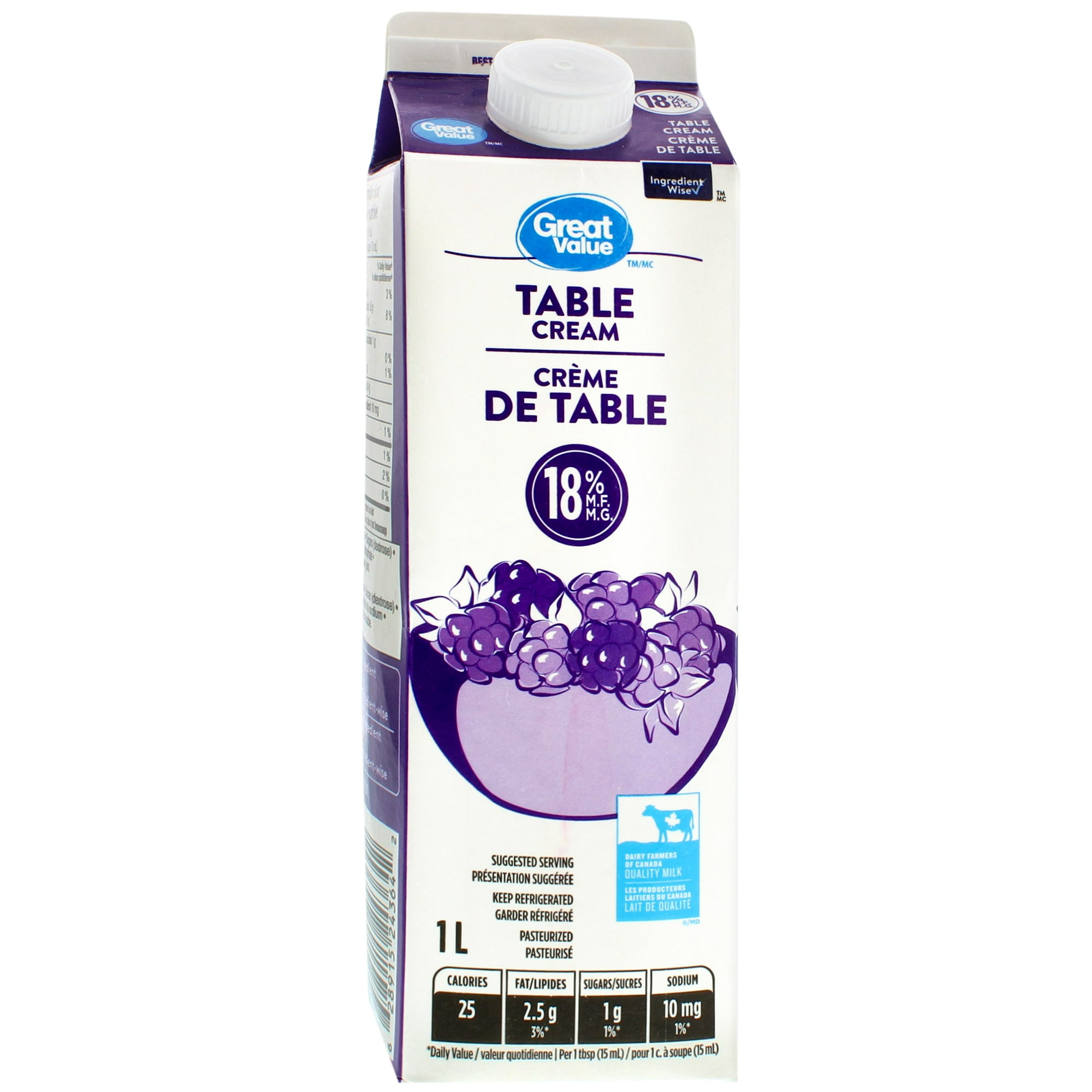 Click here for Great Value Table Cream 1 L prices