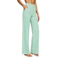 Ailaofu Women's Summer Gingham Wide Leg Pants Elastic Waist Lightweight ...
