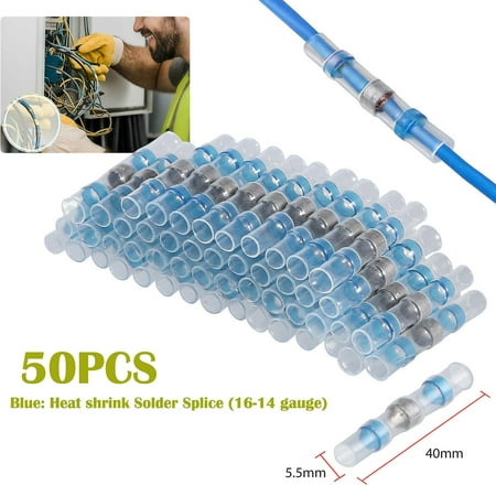 SICED 50pcs Blue Electrical Wire Connectors Seal Heat Shrink Soldering ...