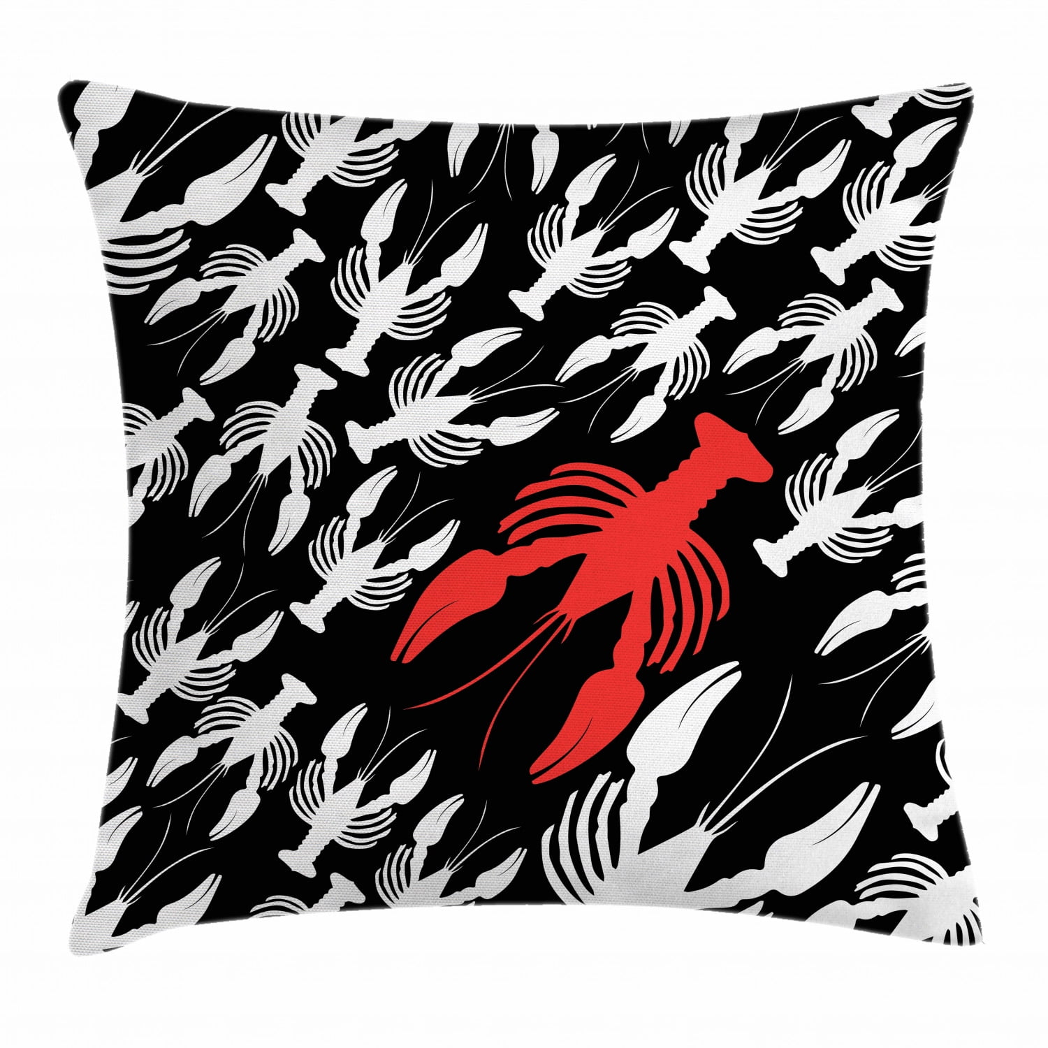 Lobster Throw Pillow Cushion Cover, Ocean Fauna Theme Group of Lobsters ...