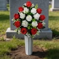 AuroraX Realistic Cemetery Flowers Silk Peacock Bouquet Purple UV Fade ...