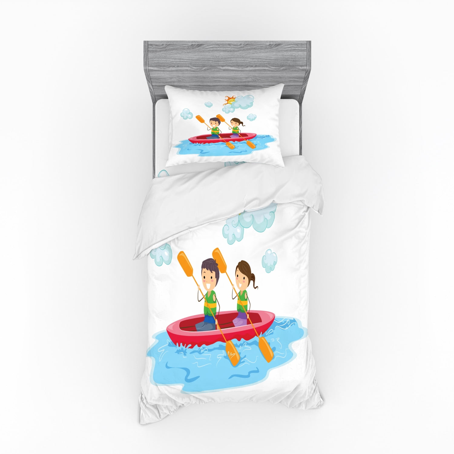 Ambesonne Sports Bedding Set 3 Pcs, Riding a Kayak, Twin XL, Multicolor ...