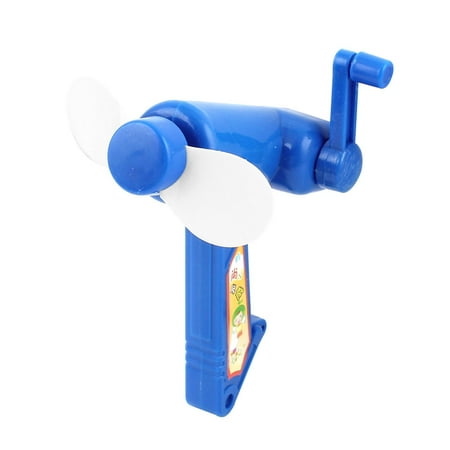 Portable Travel Outdoor Plastic Hand-held Mini Fan w Hand Crank Blue ...