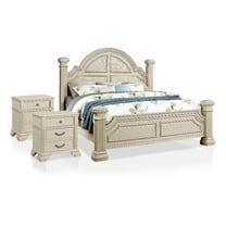 Furniture of America Charo 3pc White Wood Bedroom Set-Cal King + 2 ...