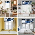 Abstract Geometric Navy Blue Color Block Valances for Windows,Rod ...
