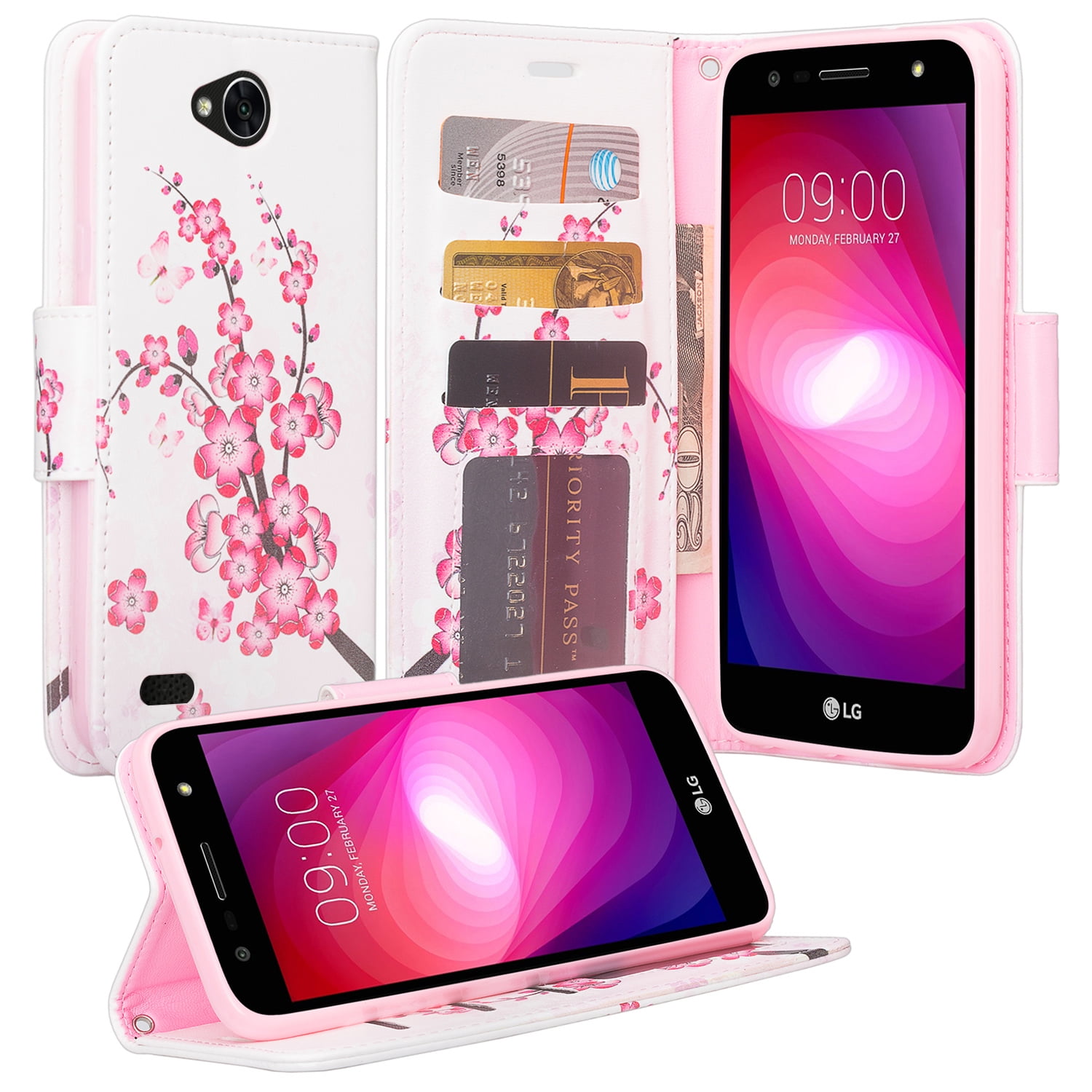 LG X CHARGE Case, Slim Flip Folio [Kickstand] Pu Leather Wallet Case ...