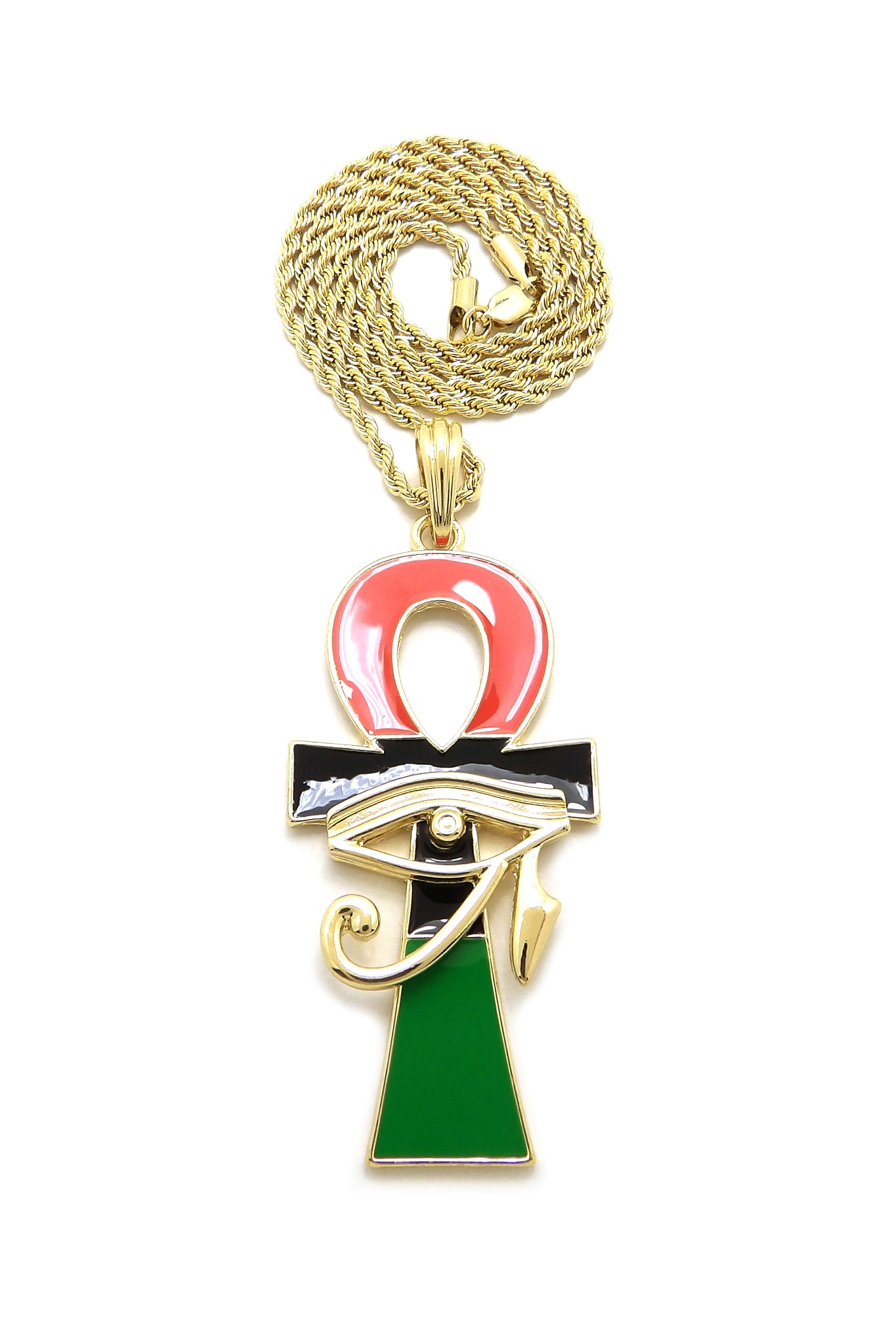 iJewelry2 Ancient Egyptian Afro-American Colored ANKH Cross with Eye of ...